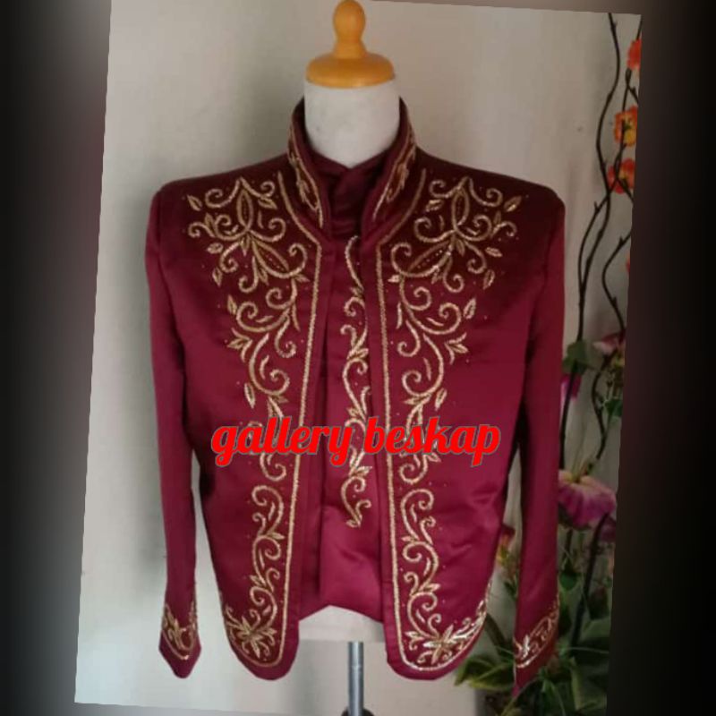 Jual beskap pengantin jawa maroon / beskap hewes | Shopee Indonesia