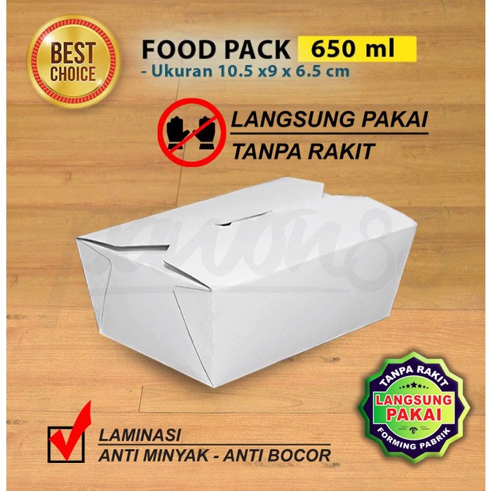 Jual Food Pack - Box pail - Kotak Makanan | PUTIH - 650 ml - (50 Pcs ...