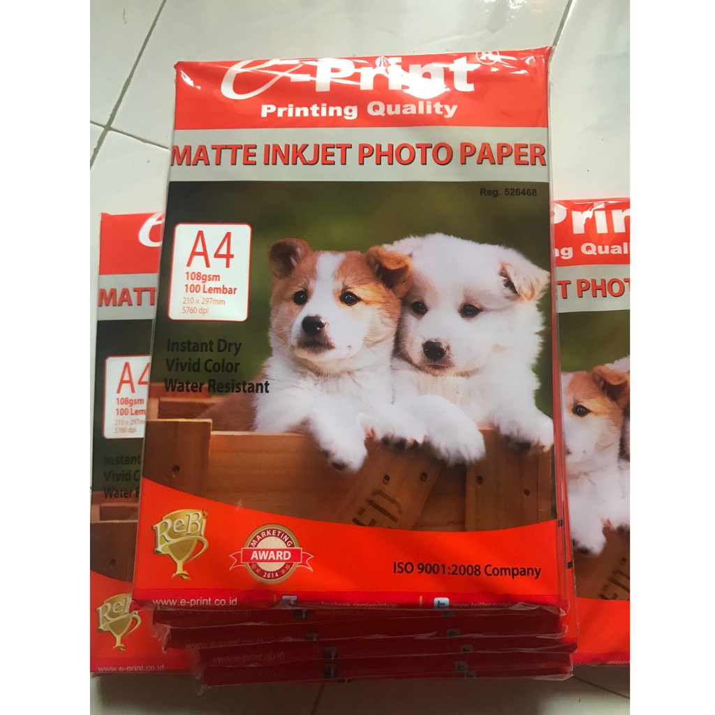 KERTAS PHOTO INKJET MATTE PAPER E-PRINT 108gsm 100 SHEET MURAH | Shopee ...