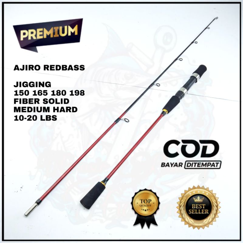 Jual joran pancing jigging laut fiber solid ajiro redbass 150 165 180 198 cm murah kuat jig009 ...