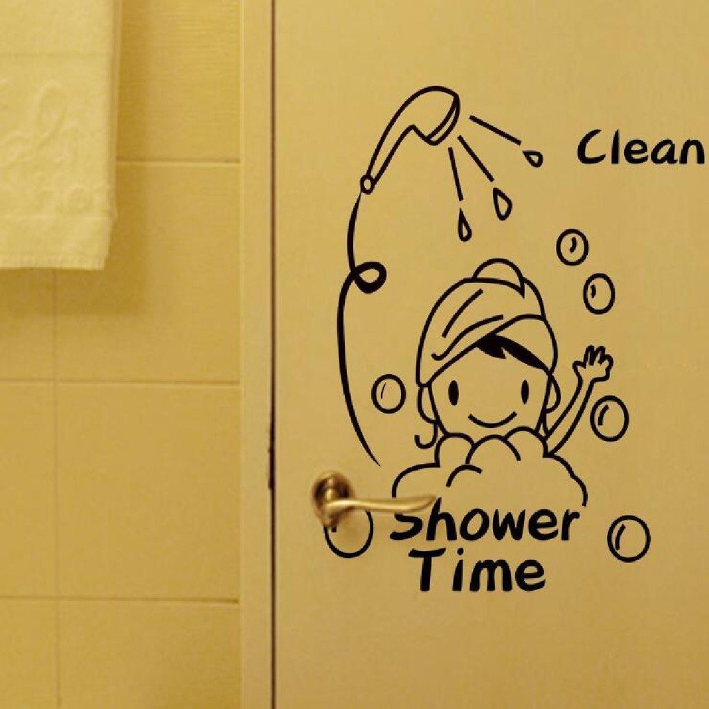 Jual STIKER DINDING / WALLSTICKER KAMAR MANDI MOTIF SHOWER TIME ...