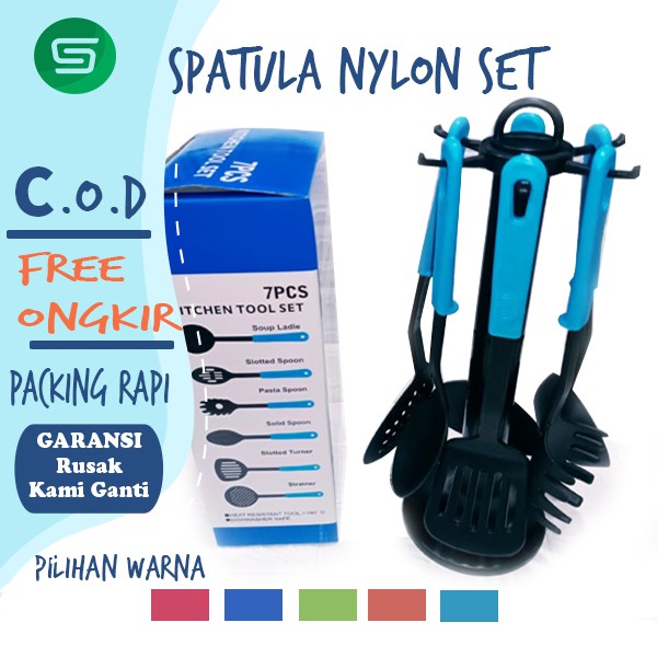 Jual Kitchen Tool Set 7 pcs Spatula Nylon Dengan 6 Macam spatula dan 1 ...