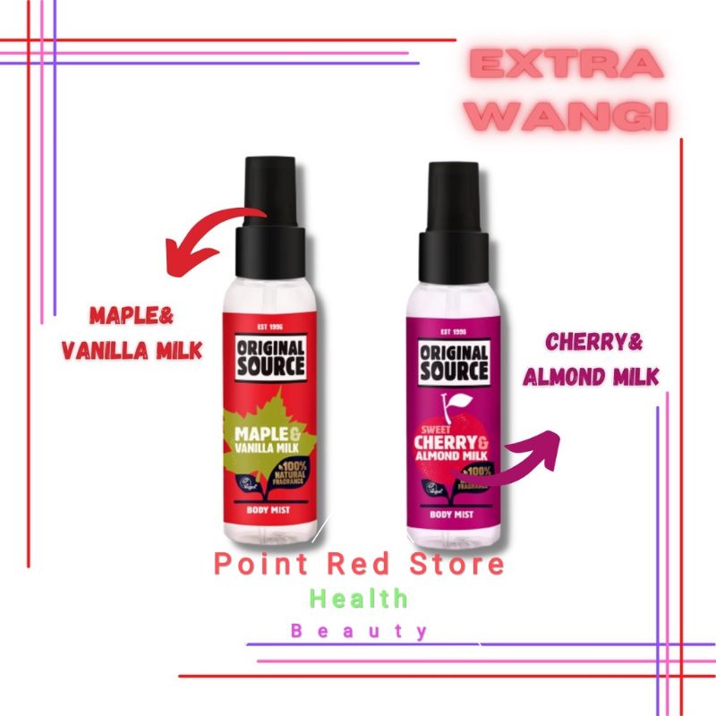 Jual ORIGINAL SOURCE Body Mist Maple & Vanilla Milk / Cherry & Almond ...