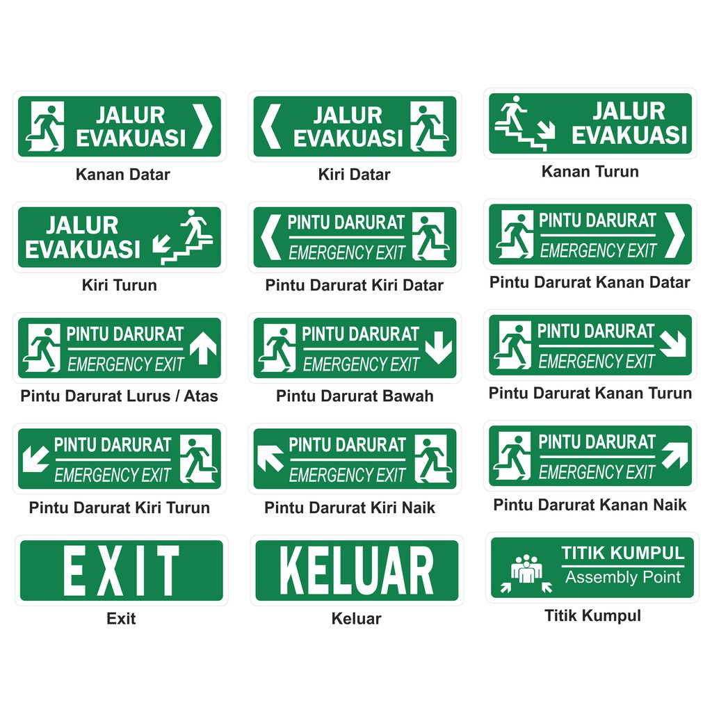 Jual Rambu Jalur Evakuasi - Exit 30cm x 10cm Akrilik + Sticker Cutting Reflective | Shopee Indonesia