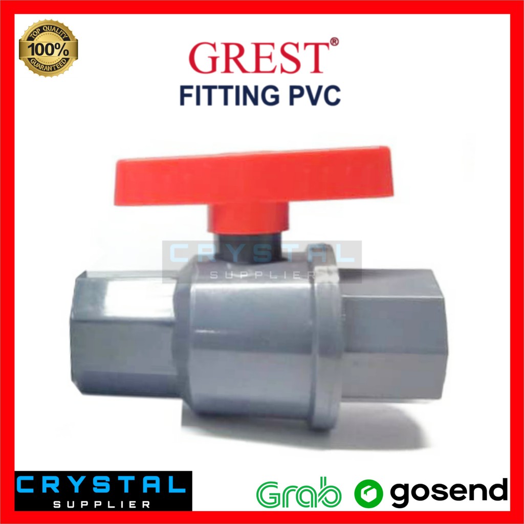 Jual Ball Valve GREST 1/2" inch PVC Sok / Stop Kran Plastik Polos Indonesia|Shopee Indonesia