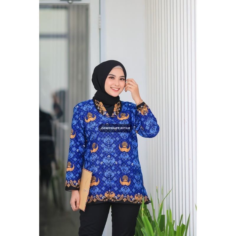 Jual BAJU BATIK KORRI WANITA SERAGAM PNS / ASN KRAH HITAM LAPIS FURING ...