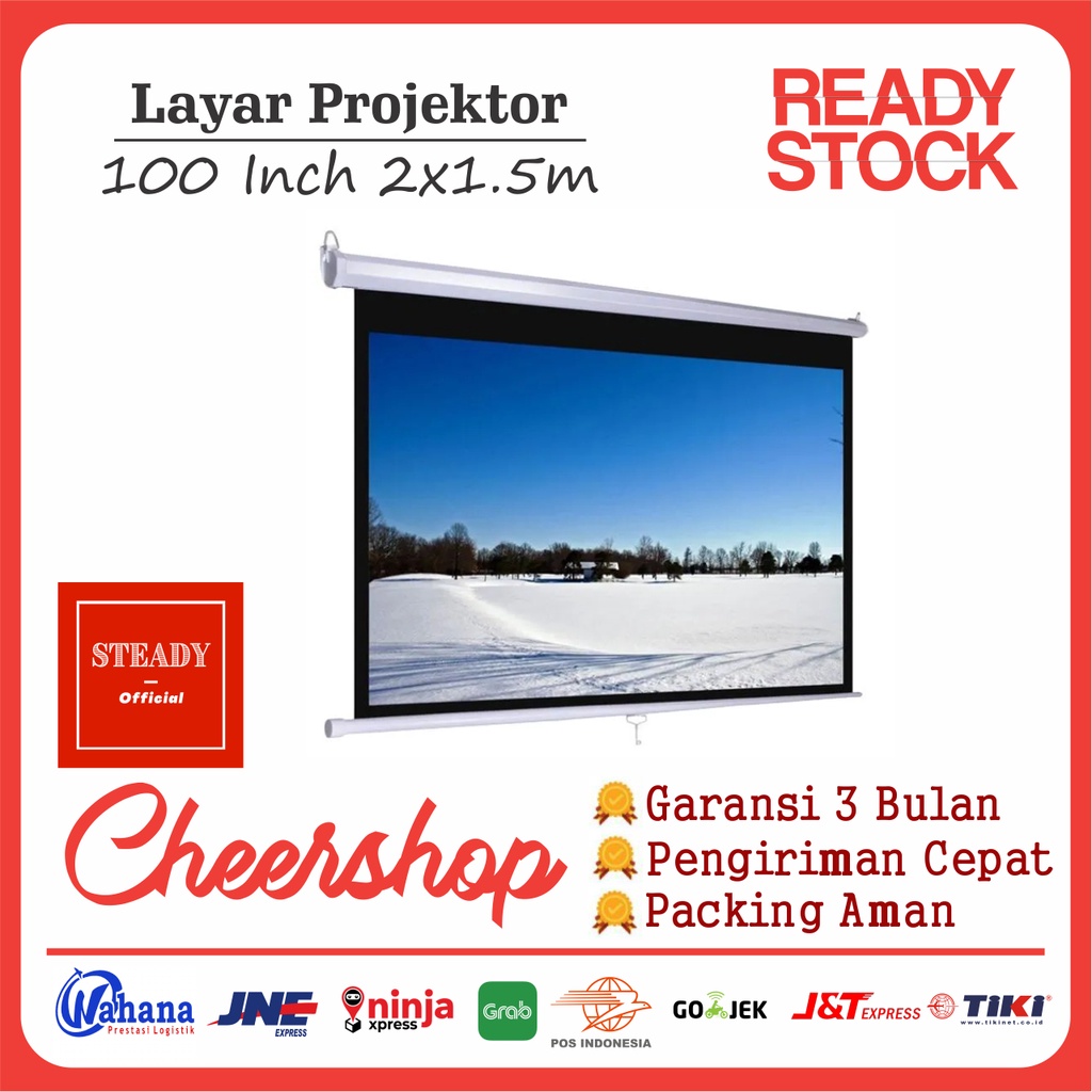 Jual LAYAR PROYEKTOR 100 inch 2 X 1,5M 100in screen projector wall ...