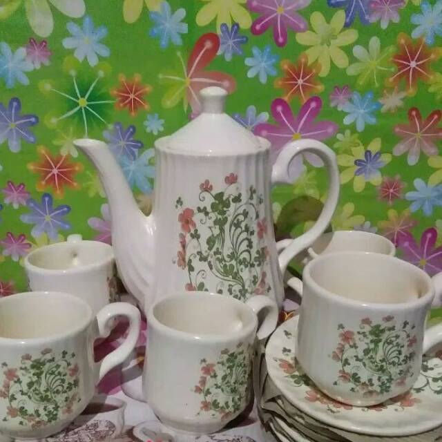 Jual Cangkir set Keramik / Teko Set 5 In 1 / 1 Teko + 5 Set Gelas ...