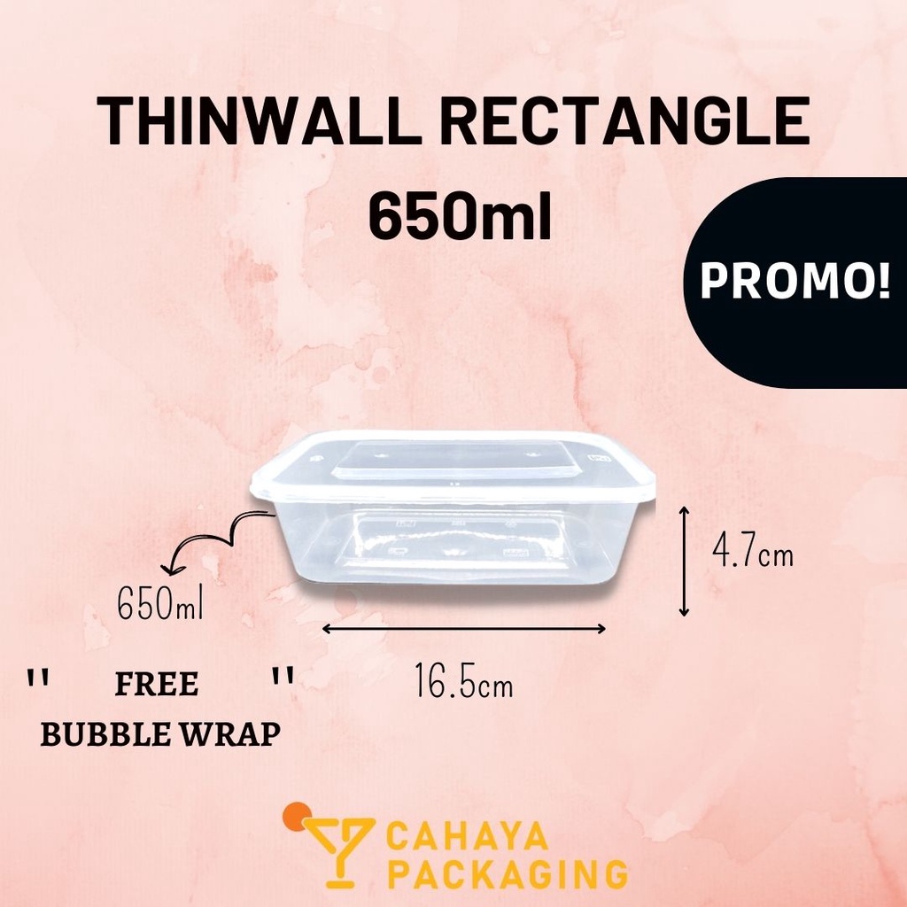 Jual THINWALL 650ML KOTAK MAKAN RECTANGLE / KOTAK MAKAN PLASTIK ISI ...
