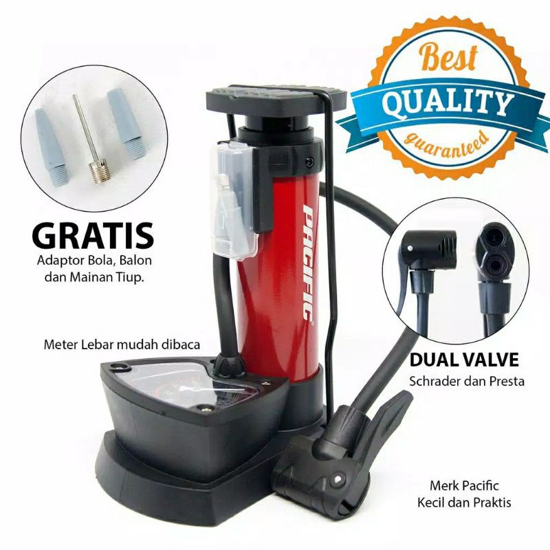 pompa sepeda / pompa injak / foot pump / bicycle pump pacific | Shopee ...
