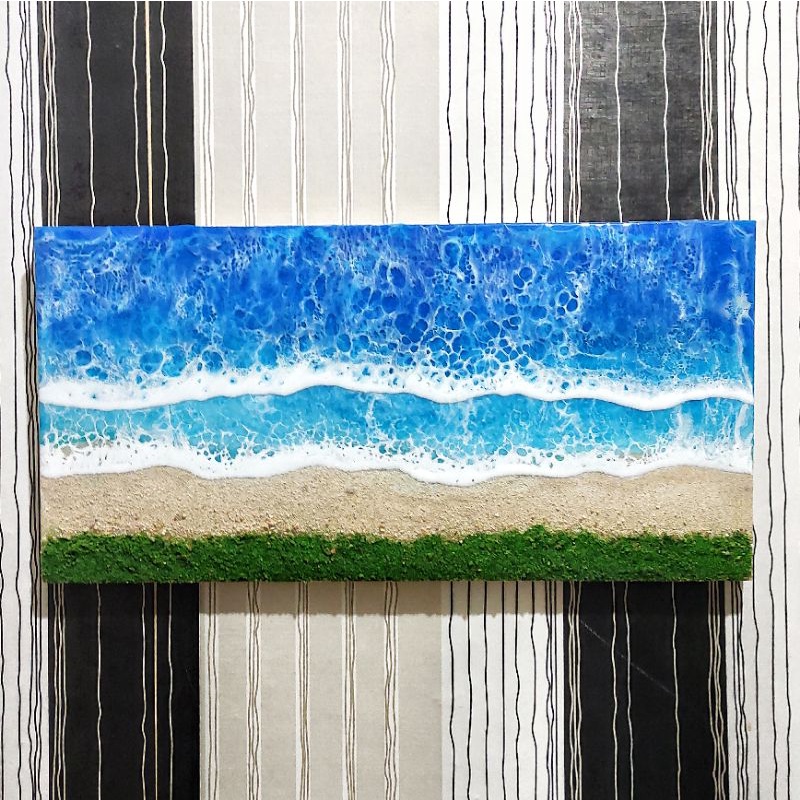 Jual Hiasan Dinding Resin // Wall Art 3D Beach Waves Resin // Lukisan ...