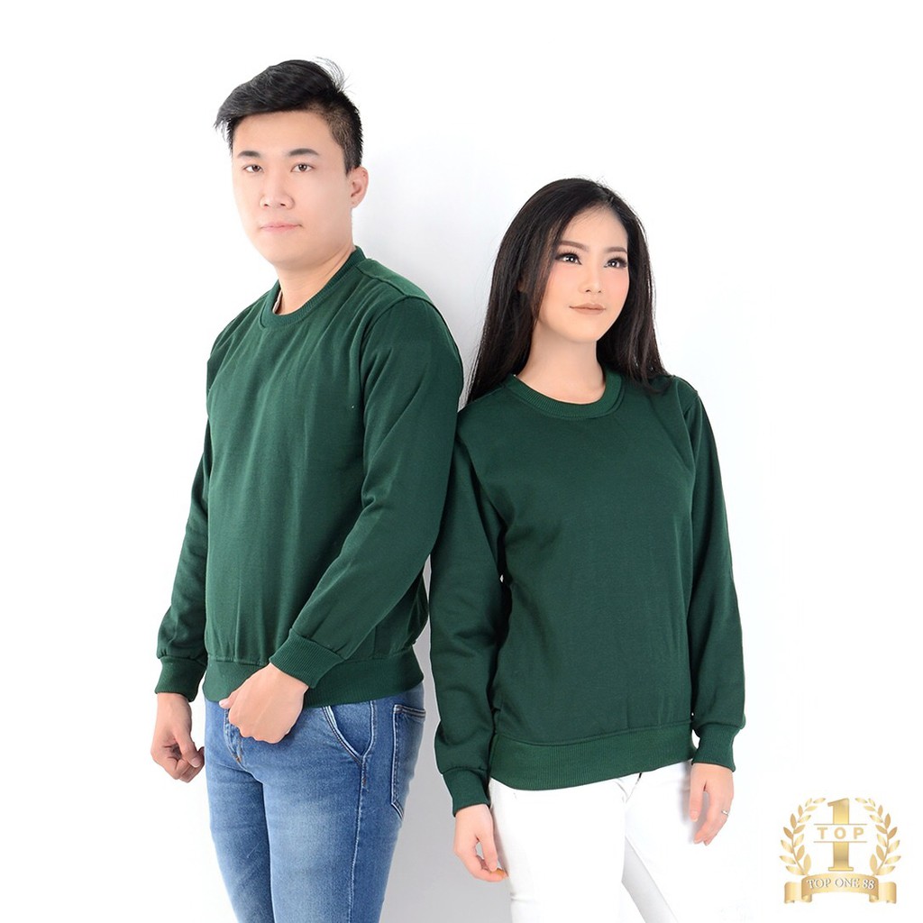 Jual Sweater Basic Unisex (Hijau Botol) | Shopee Indonesia