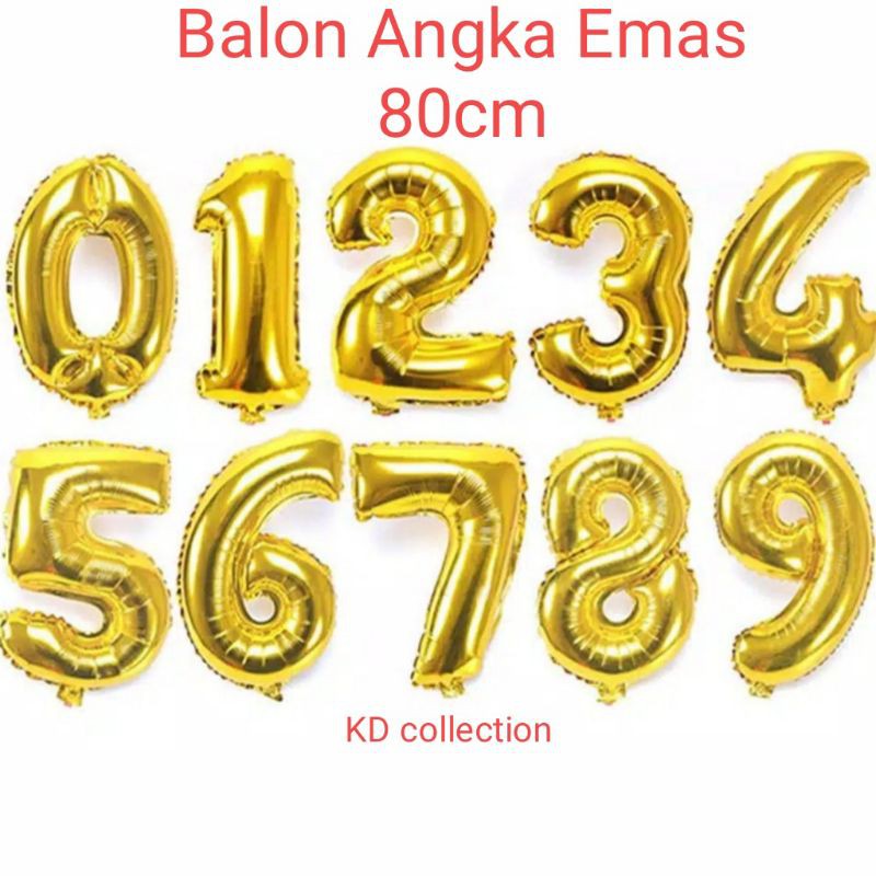 Jual Balon Angka Gold Besar | Balon Angka 80cm Indonesia|Shopee Indonesia