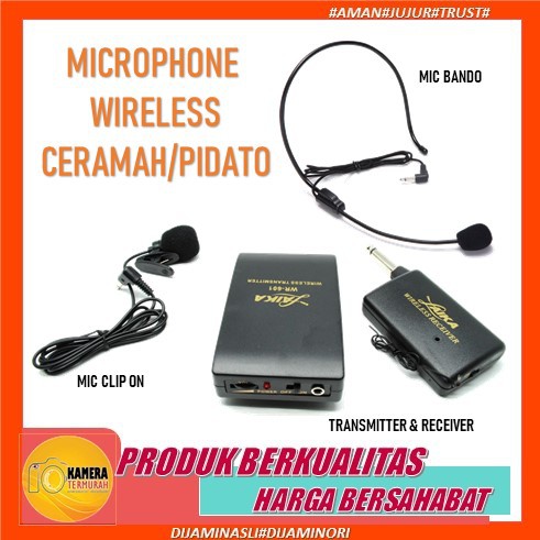 Mic Jepit Wireless Clip on / Microphone Wireless Ceramah Pidato / Mic ...