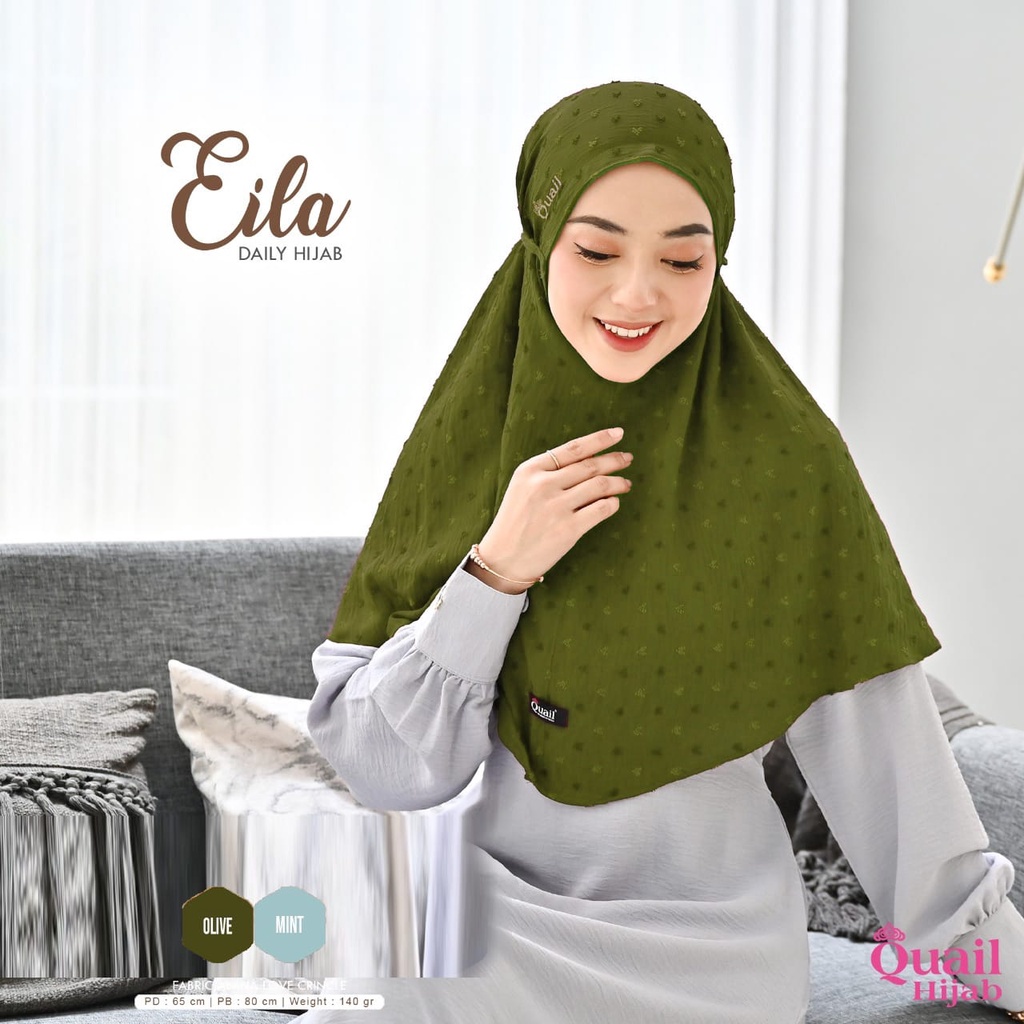 Jual Jilbab EILA Quail Hijab Original Instan Bergo Anti Setrika Crinkle Premium Terbaru COD ...