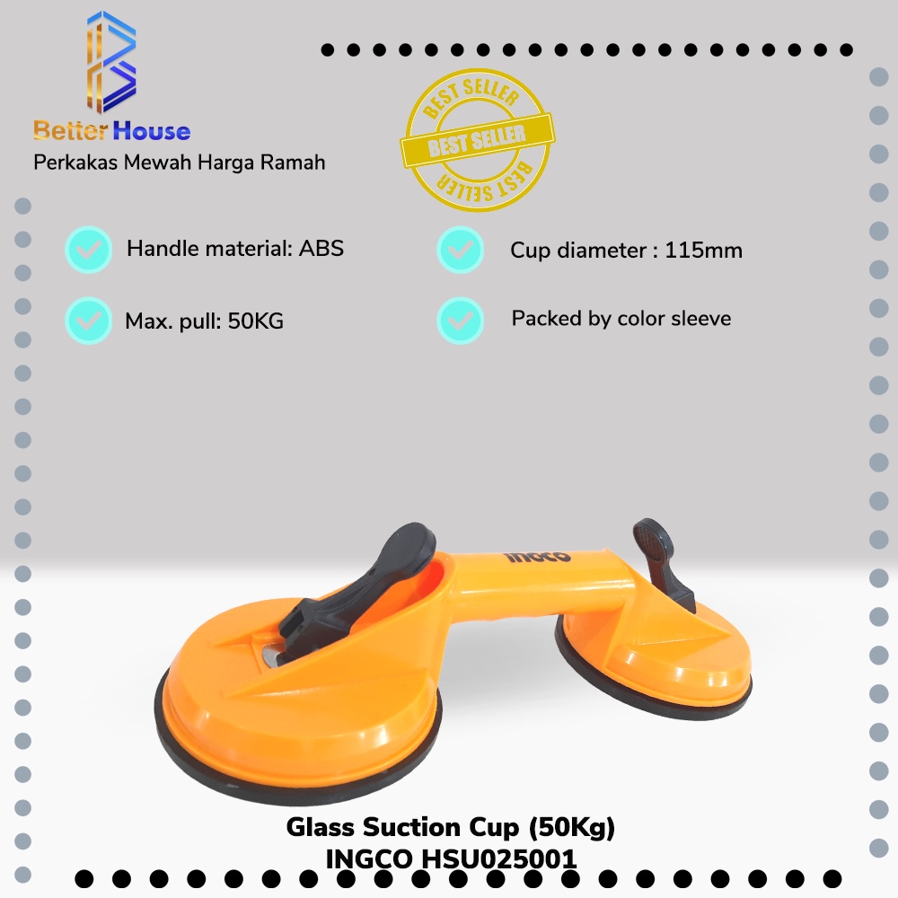 Jual Glass Suction Cup (50Kg) INGCO HSU025001 - Kop Kaca Kaki 2 Dua Jaw Leg | Shopee Indonesia