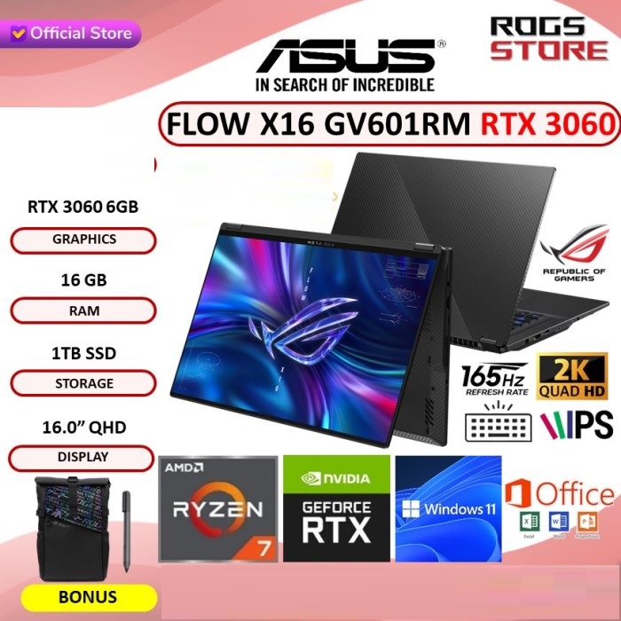 Jual Asus ROG Flow X16 GV601RM R936G6T-O Ryzen 9-6900HS 16G SSD 1T ...