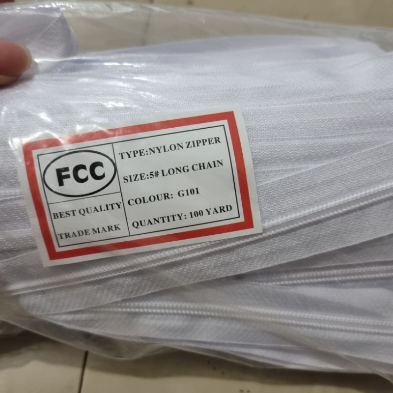 Jual Daun Resleting Roll Putih Gigi Halus No 5 Coil 100 yard Zipper Rollan Resleting Nylon ...