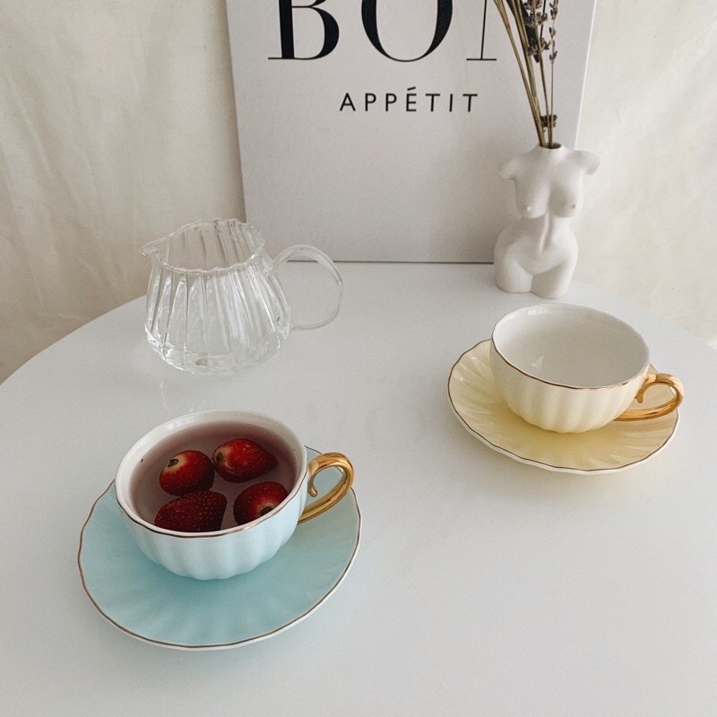 Jual haru teacup set - cangkir gelas teh aesthetic vintage ala korea ...