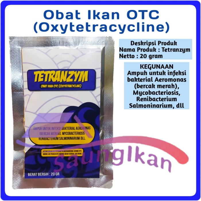 Jual Obat Ikan TETRANZYM OTC OxyTetraCycline oksitetrasiklin 20 gram ...