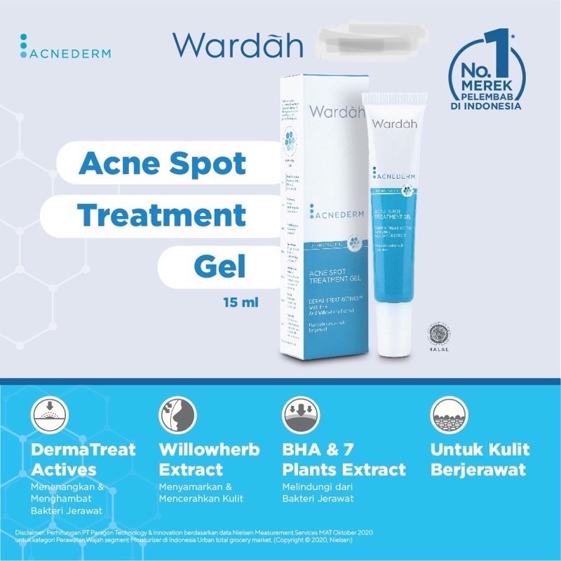 Jual Wardah Acnederm Acne Spot Treatment Gel 15 ml(TUBE) | Shopee Indonesia