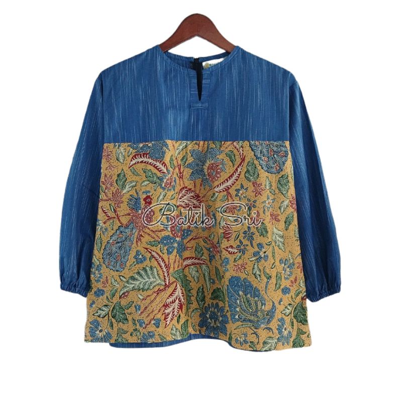Jual viera two tone blouse batik kombinasi lurik | Shopee Indonesia