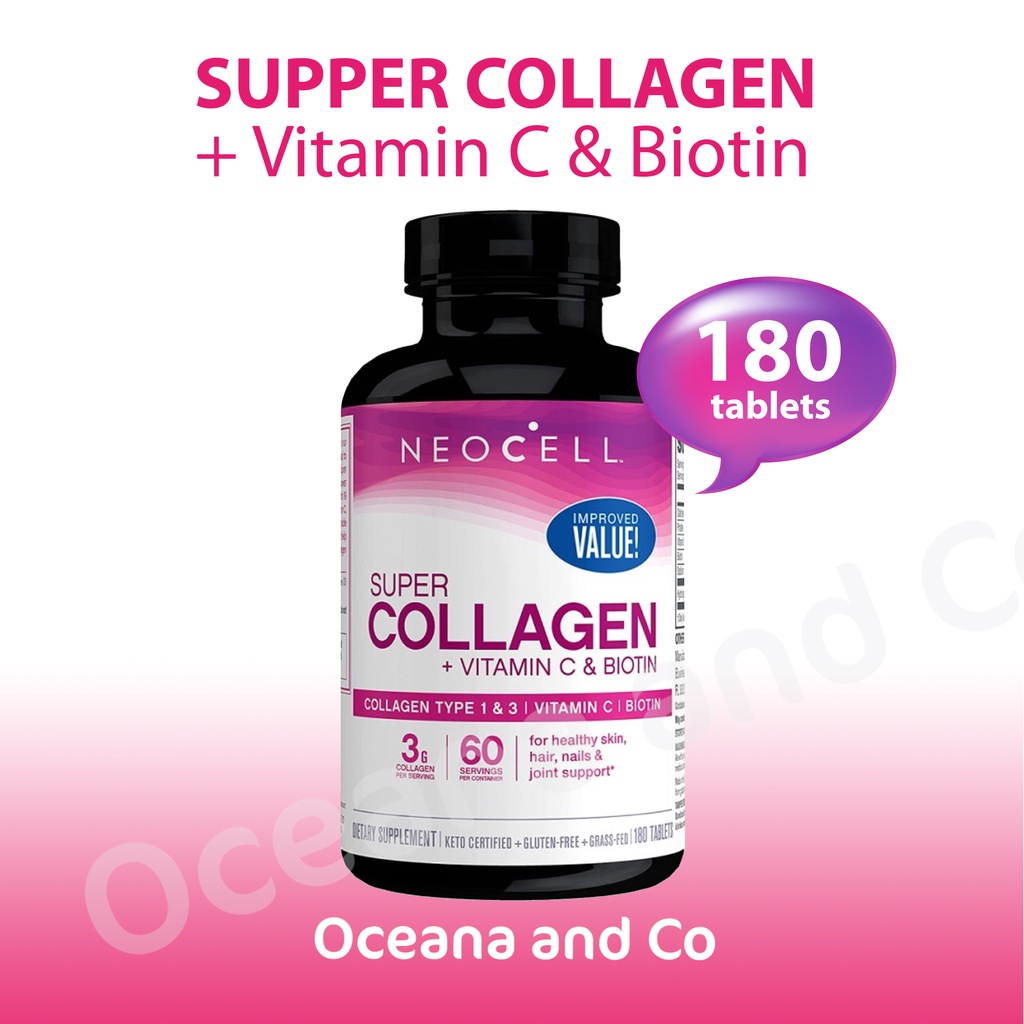 Jual Neocell Super Collagen + Vitamin C & Biotin isi 180 Tabs | Shopee ...