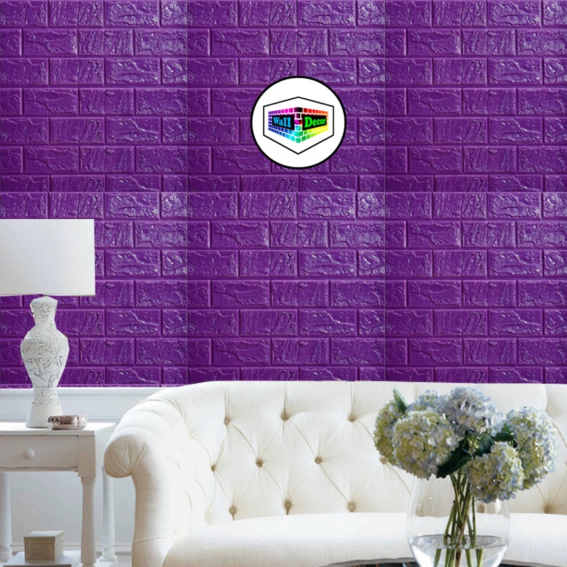 Jual WD Wallpaper 3D Foam Sticker Warna Ungu Tua Premium Wallpaper ...