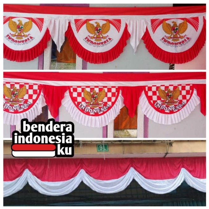 Jual [COD] Bendera Backdrop Gelombang Background Bekron Merah Putih ...