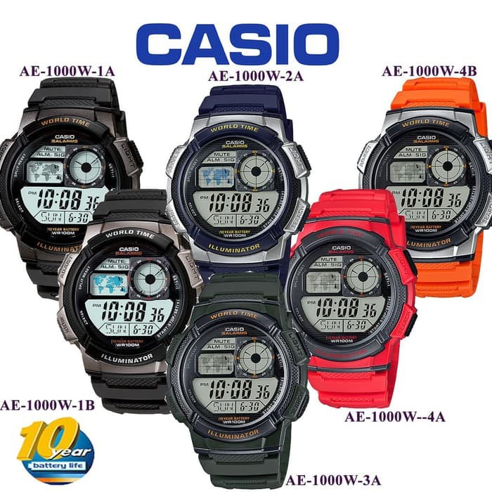 Jual CASIO AE1000W AE1000-W AE-1000W AE-1000-W 1AV 2AV 3AV 4AV 1BV 4BV ...
