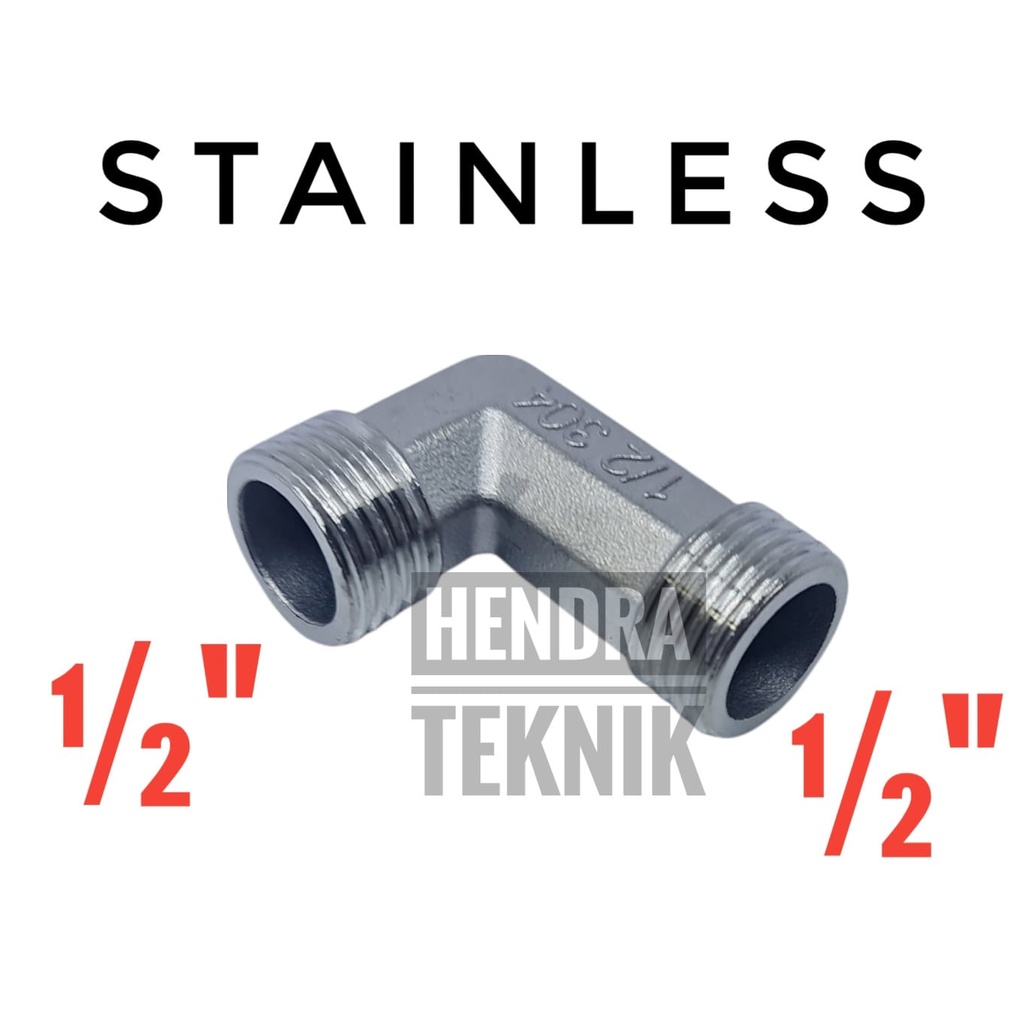 Jual FITTING KNEE DRAT LUAR 1/2 INCI STAINLESS SAMBUNGAN PIPA SETENGAH DIM ELBOW DRAT LUAR AIR ...