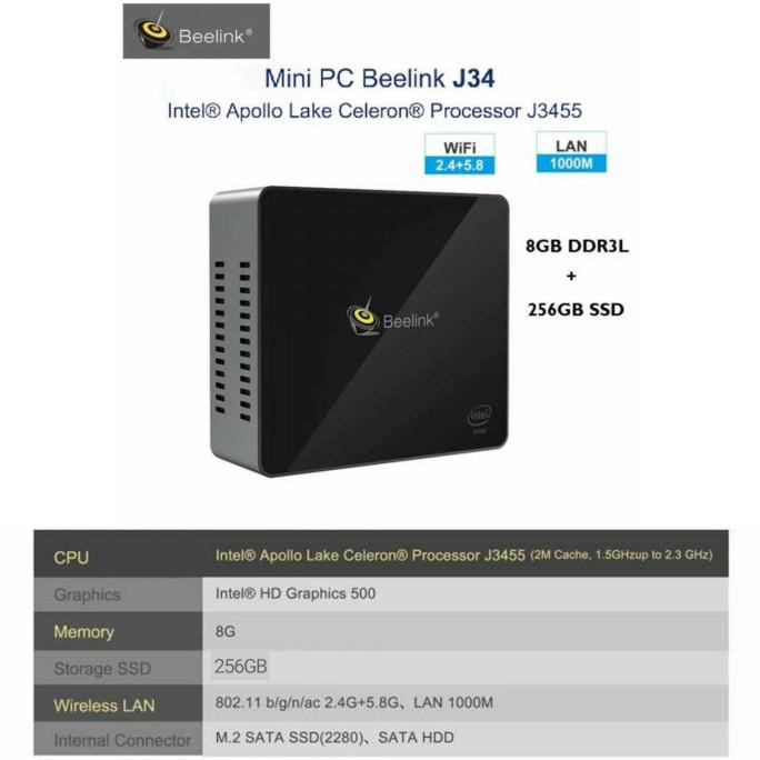 Jual Beelink J34 Mini Pc - Ram 8Gb Ssd 256Gb - Intel Apollo Lake Windows 10 Berryana22 | Shopee ...