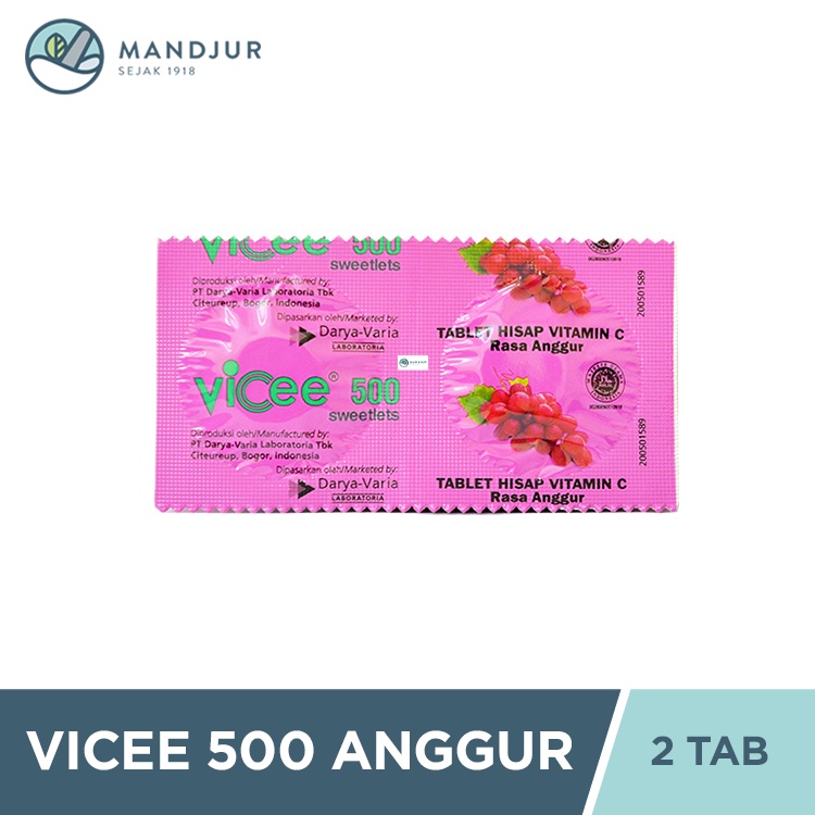 Jual Vicee 500 Mg Anggur 2 Tablet - Tablet Hisap Vitamin C 500 Mg ...