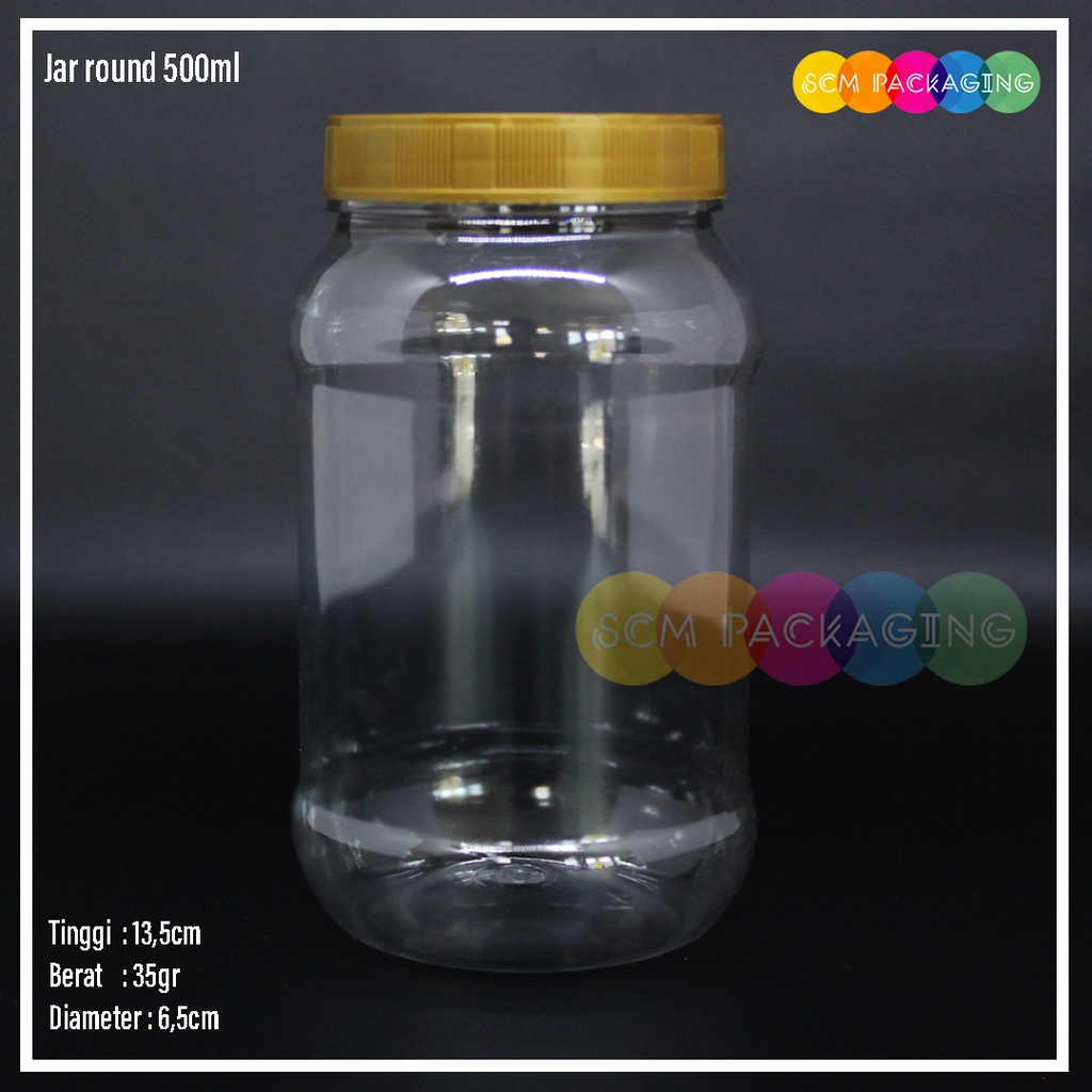 Jual JAR TOPLES PLASTIK BULAT 500ML KEMASAN MAKANAN RINGAN PET ...