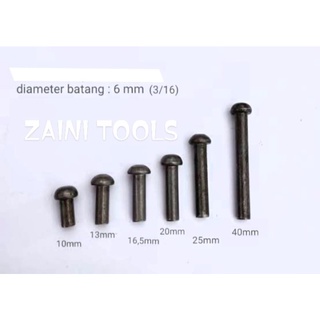 Jual RIVET / PAKU KELING BESI DIAMETER 6mm PANJANG 10mm , 13mm , 20mm ...