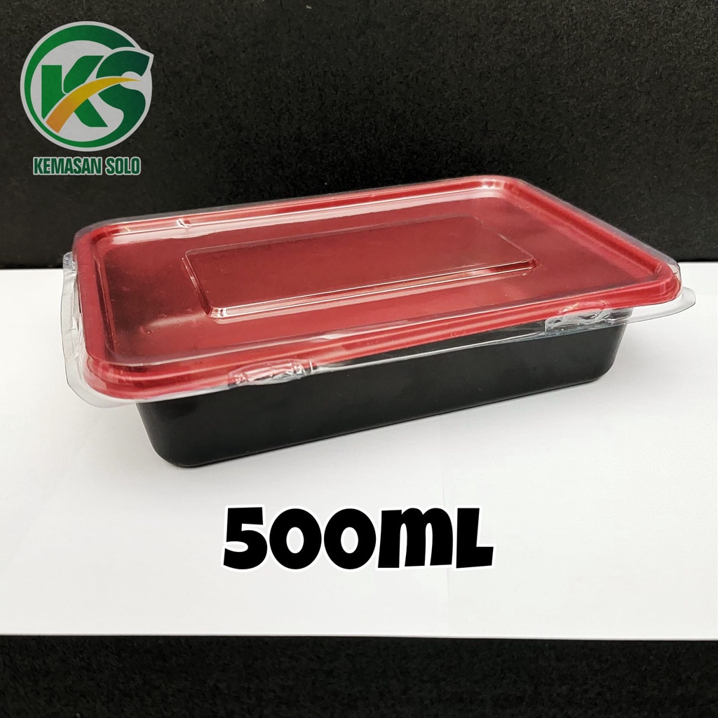 Jual Kotak makan plastik / Thinwall BENTO persegi panjang rectangle hitam 500 ml | Shopee Indonesia