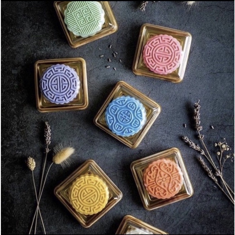 Jual gold tray mooncake, kotak kue mika mooncake, alas tempat kue bulan ...