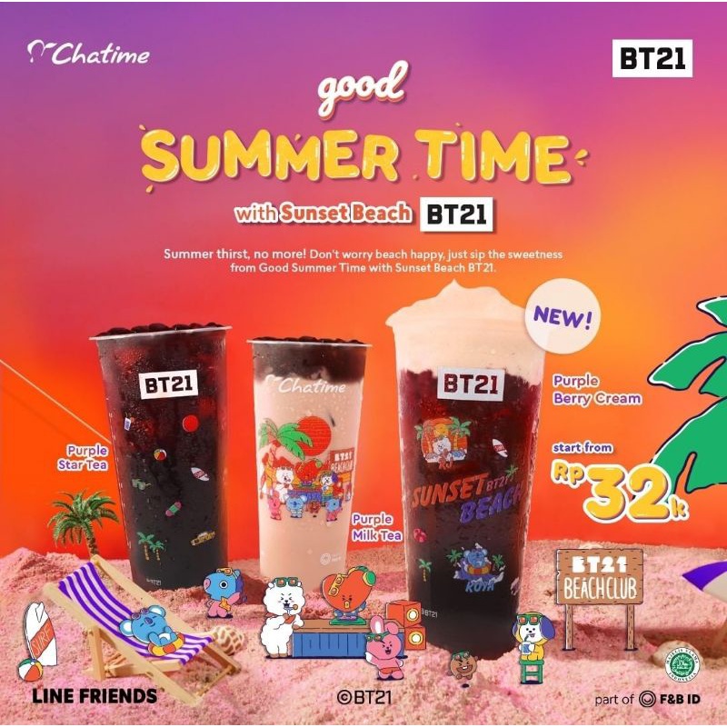 Jual Reusable Botol Chatime x BT21 Summer Edition ver. Sunset Beach ...