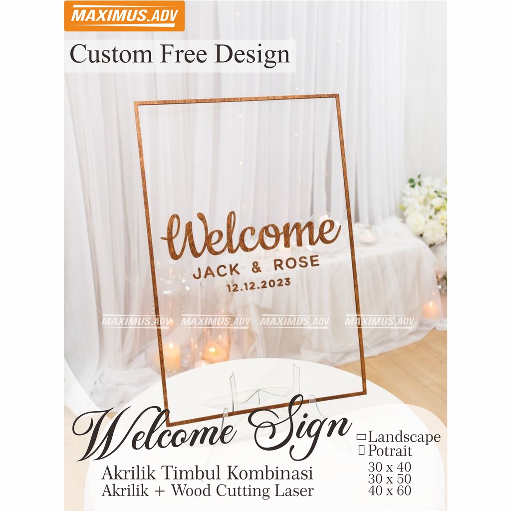 Jual NEW!!! Welcome Sign / Wedding Sign Custom Timbul 2 layer Akrilik ...