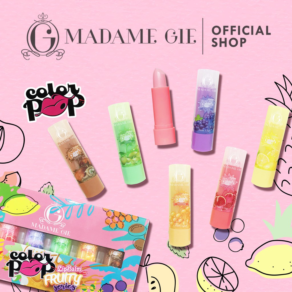 Jual KASIRGROSIR Madame Gie Color Pop Lip Balm Fruity Series ColorPop ...