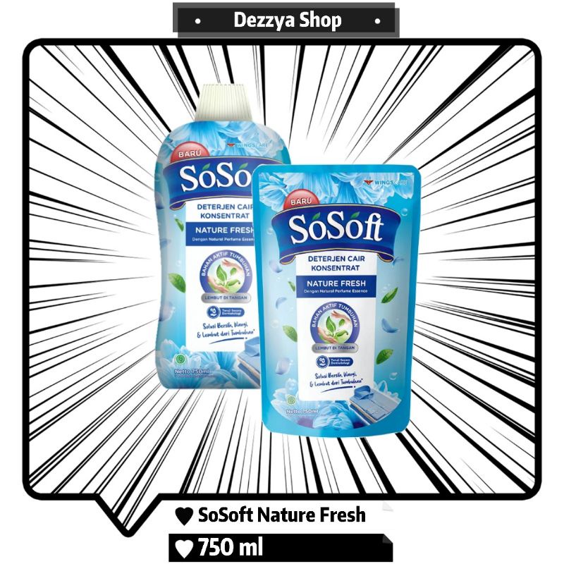 Jual Sosoft Detergen Cair Botol Nature Fresh 750ml | Shopee Indonesia