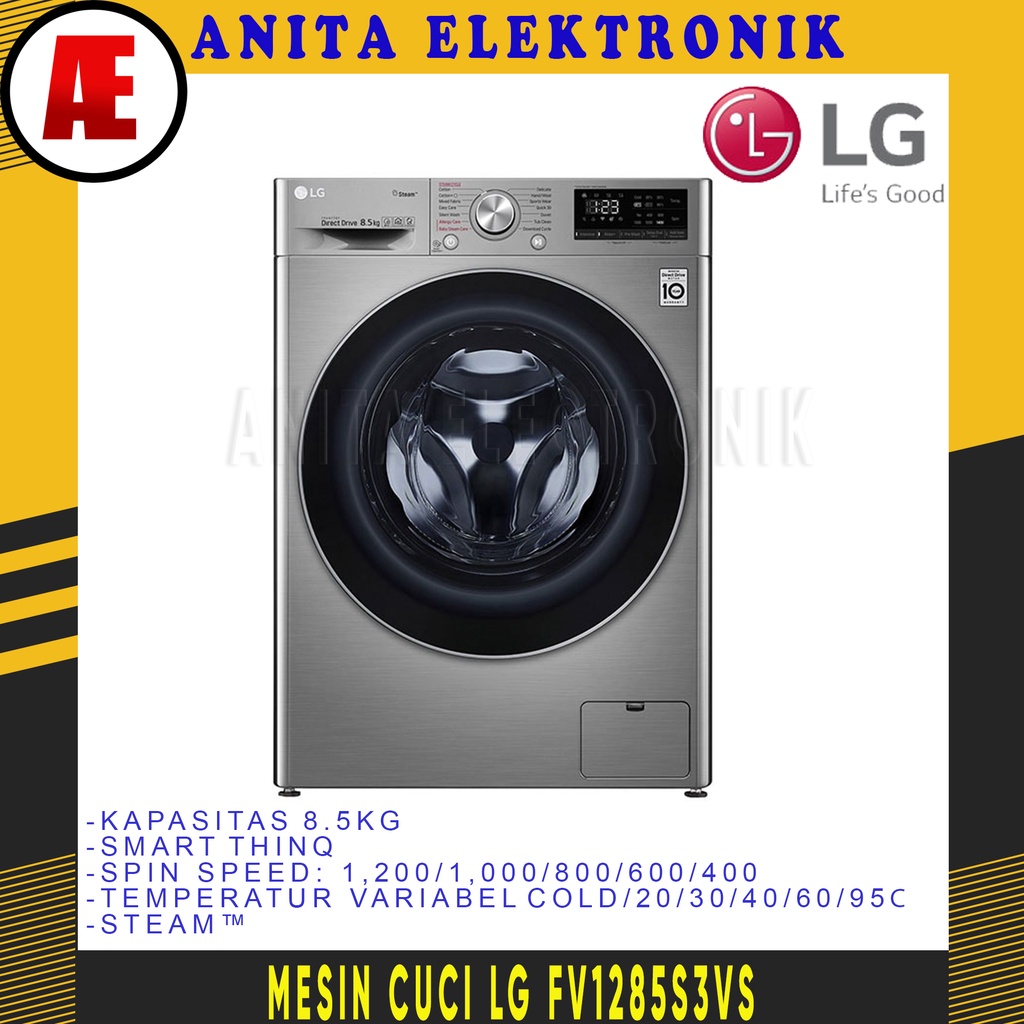 Jual MESIN CUCI LG FRONT LOADING 8,5 KG FV1285S3VS WITH STEAM | Shopee ...