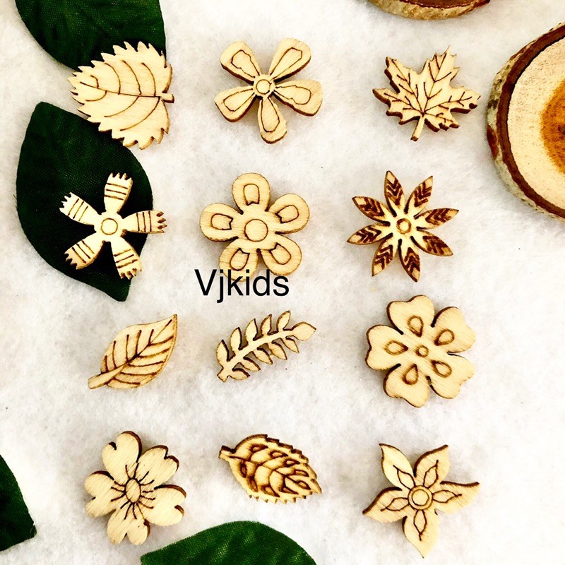 Jual kancing kayu , hiasan kayu bunga, daun forest itk hiasan, art n ...