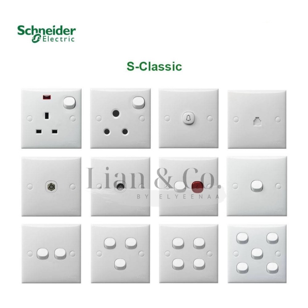 Jual Schneider Electric S-Classic Switch Socket Heater Telp TV Outlet S ...