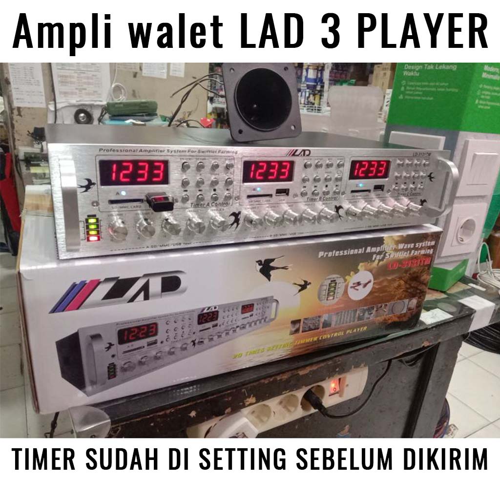 Jual Ampli Walet LAD LD 3131 TM 3 Player 6 Channel Plus Timer dan charger Amplifier Walet ...
