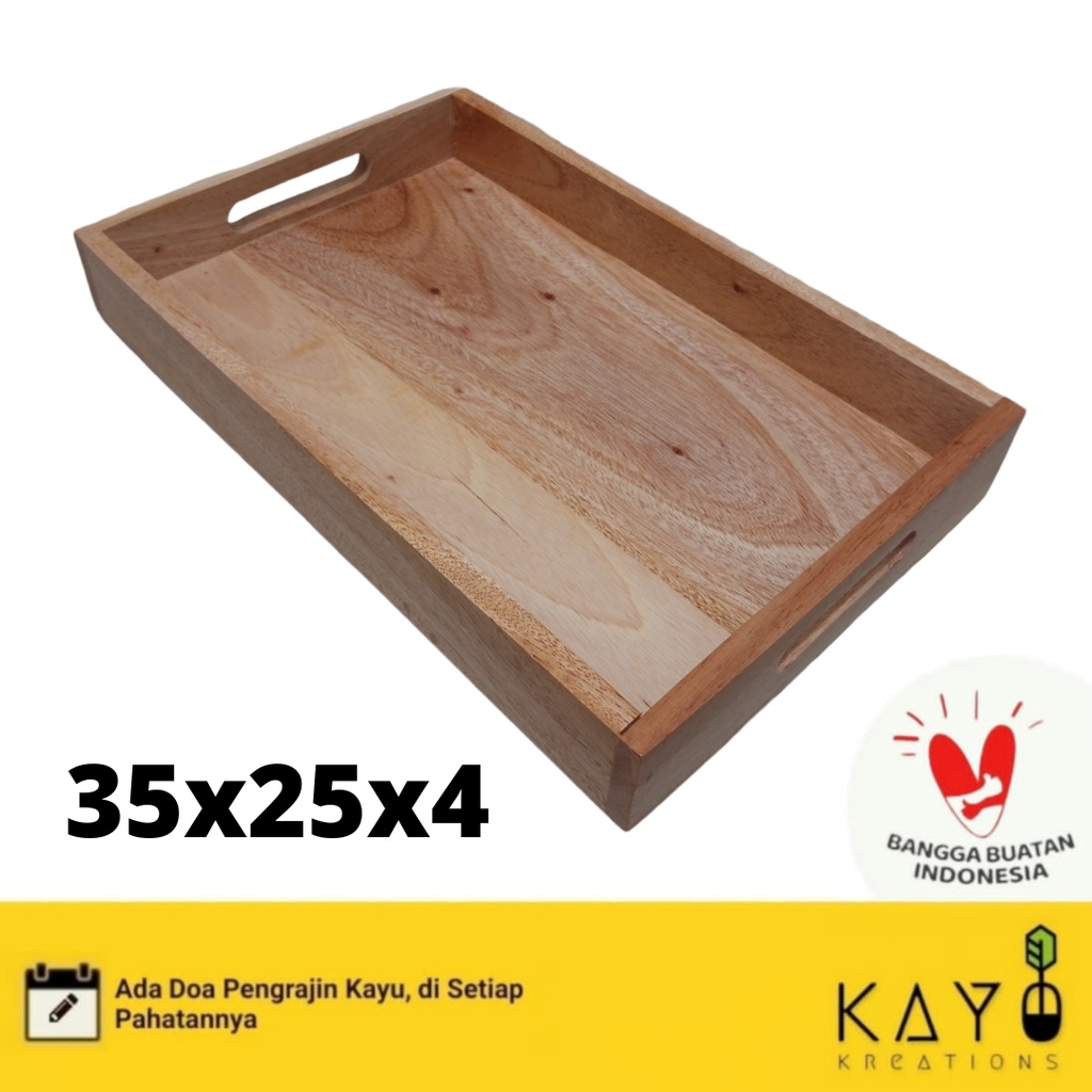 Jual Nampan Tray Kayu Pinus Pegangan Rata BESAR 35x25x4cm FINISHING ...