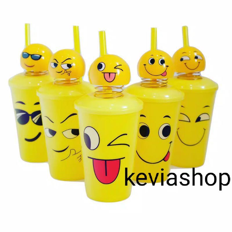 Jual Botol Minum Emoji Plus Sedotan | Shopee Indonesia