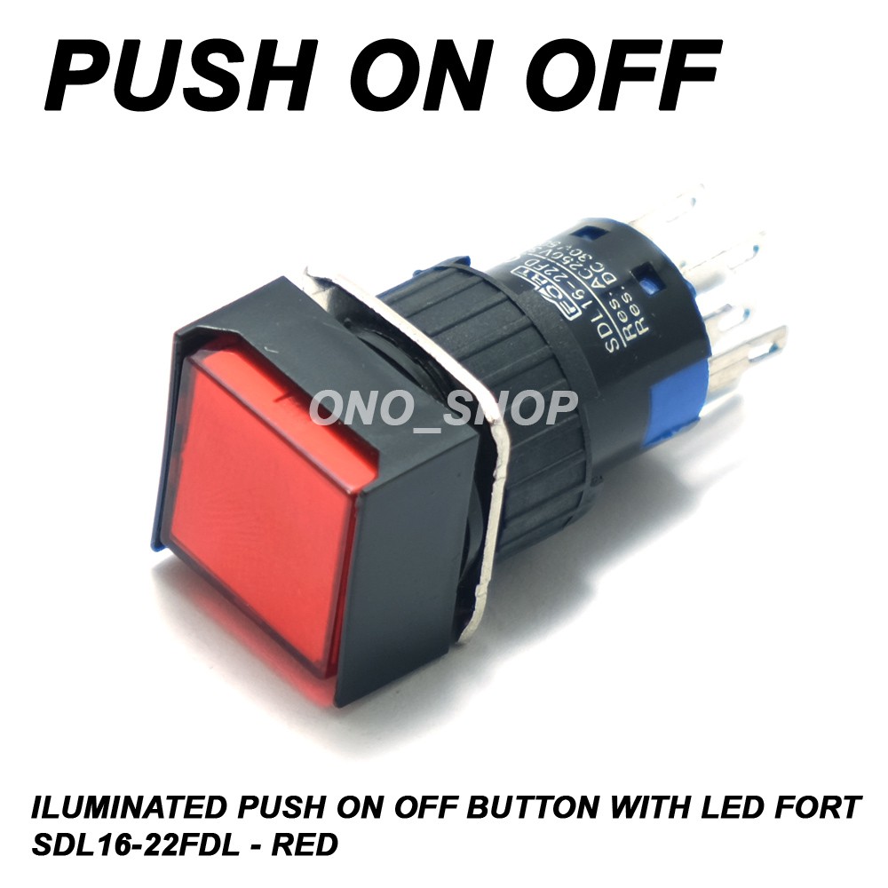 Jual Iluminated Push On Off Button with led SDL16-22FDL - Red | Shopee Indonesia