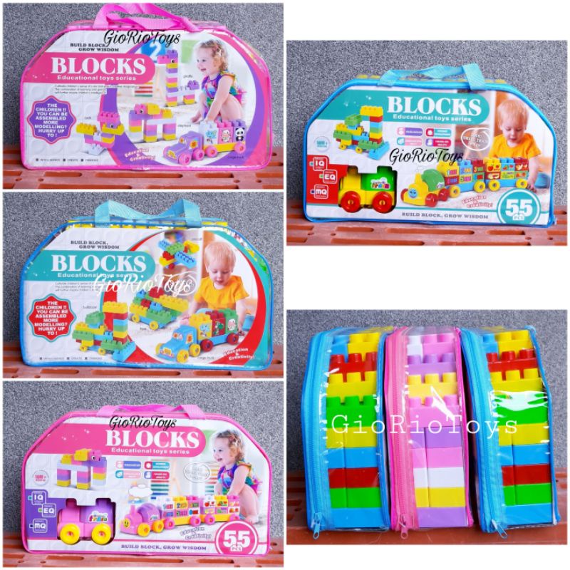 Jual Mainan Edukasi Anak - Mainan Block Lego Balok Susun Isi 55 Pcs Ukuran Besar Model Tas -Blok ...