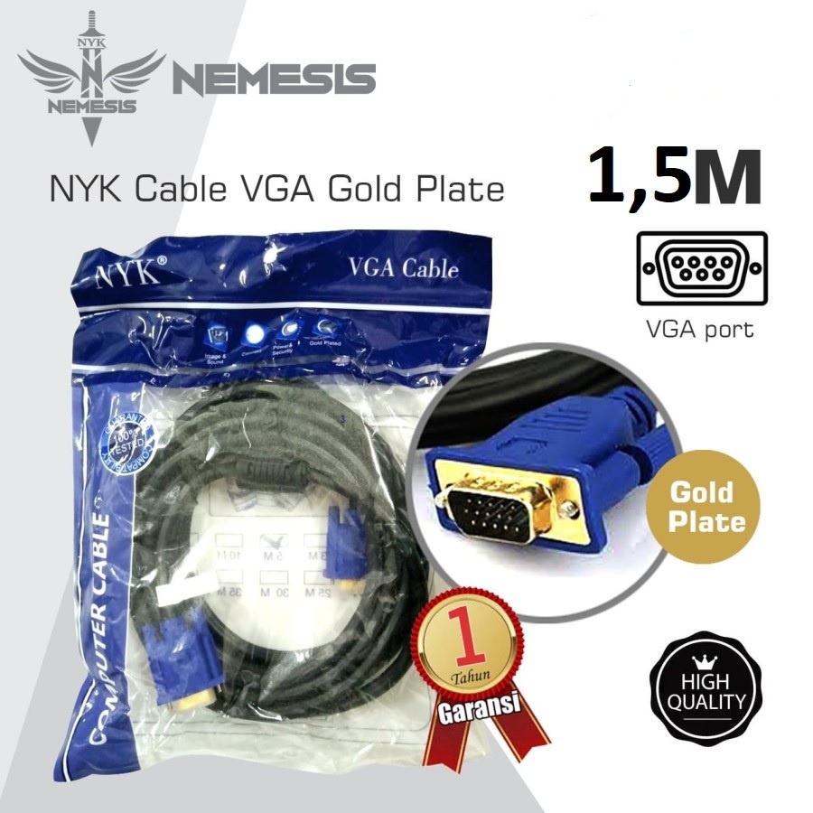 Jual Kabel VGA 1,5 M Gold Plate NYK Indonesia|Shopee Indonesia